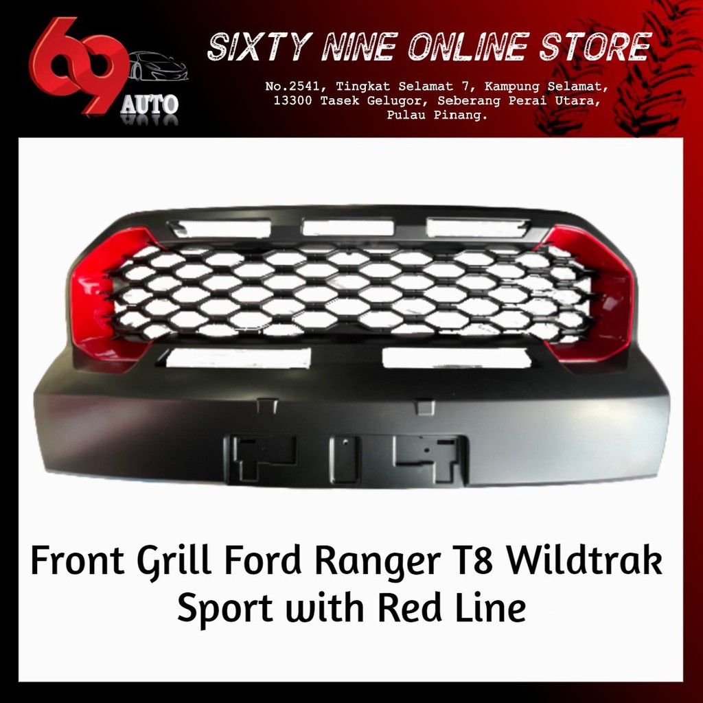 Front Grill Ford Ranger T8 Wildtrak Sport with Red Line | Shopee Malaysia