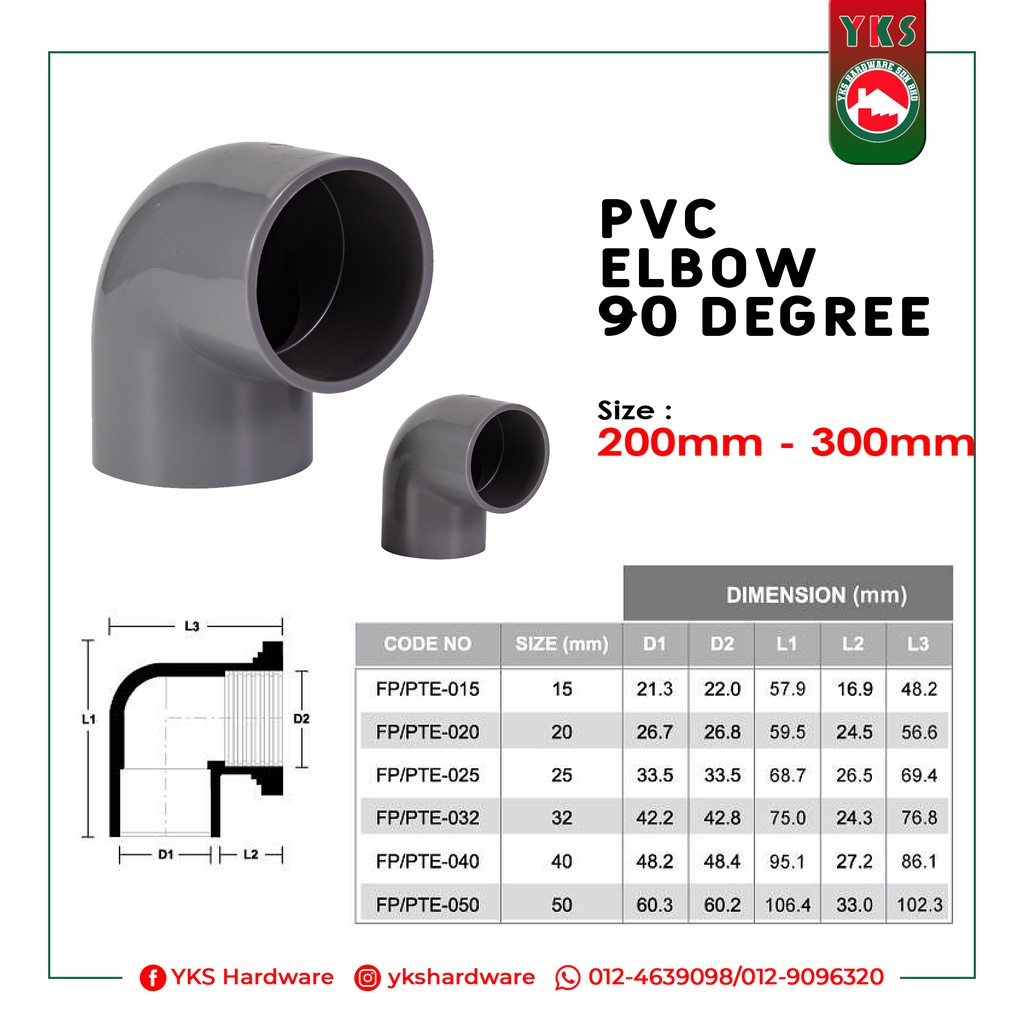 PVC Elbow 90 Degree - 200mm - 300mm | Shopee Malaysia