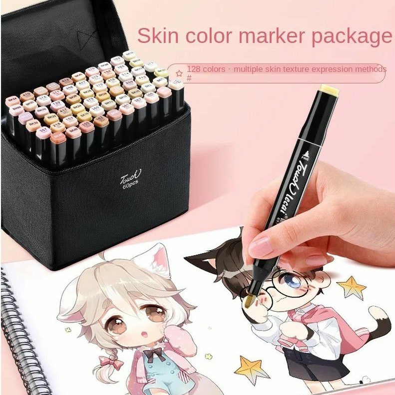 [Ready Stock] 24/48/60/80pcs Touch Cool Colours Graphic Art Twin Tip ...