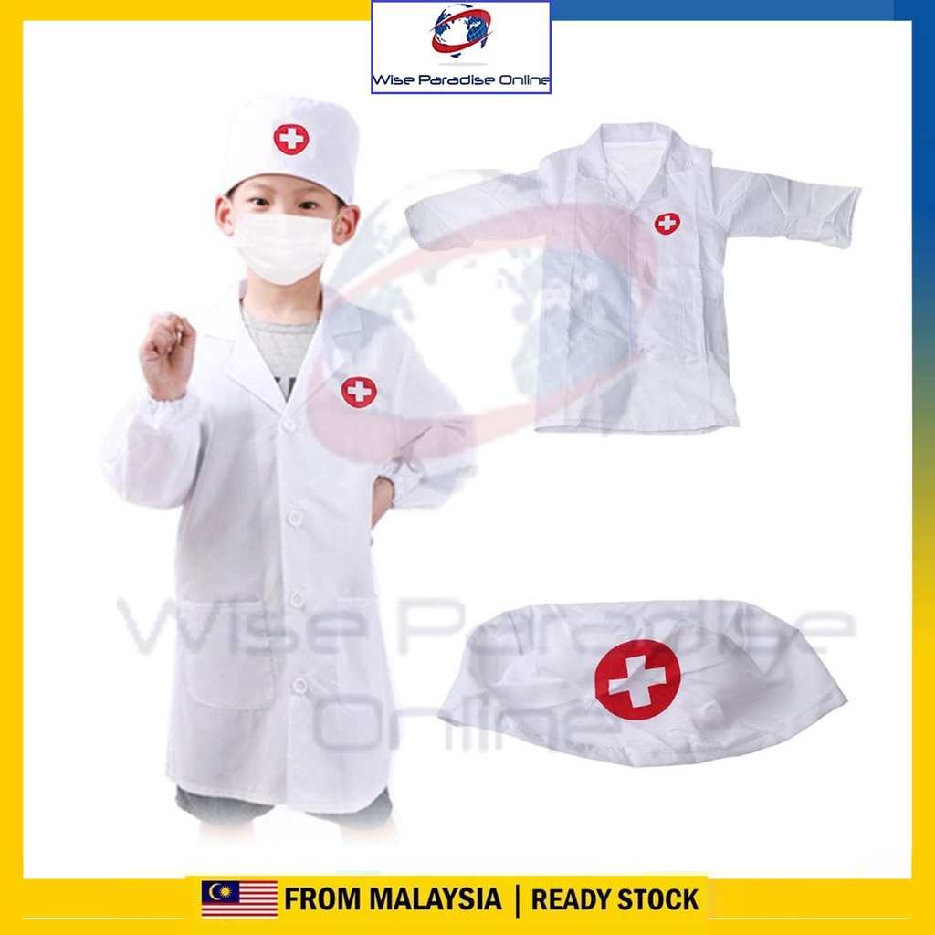 Kids Doctor Nurse Uniform Surgeon Role Play Boys Girls Long Sleeves ...