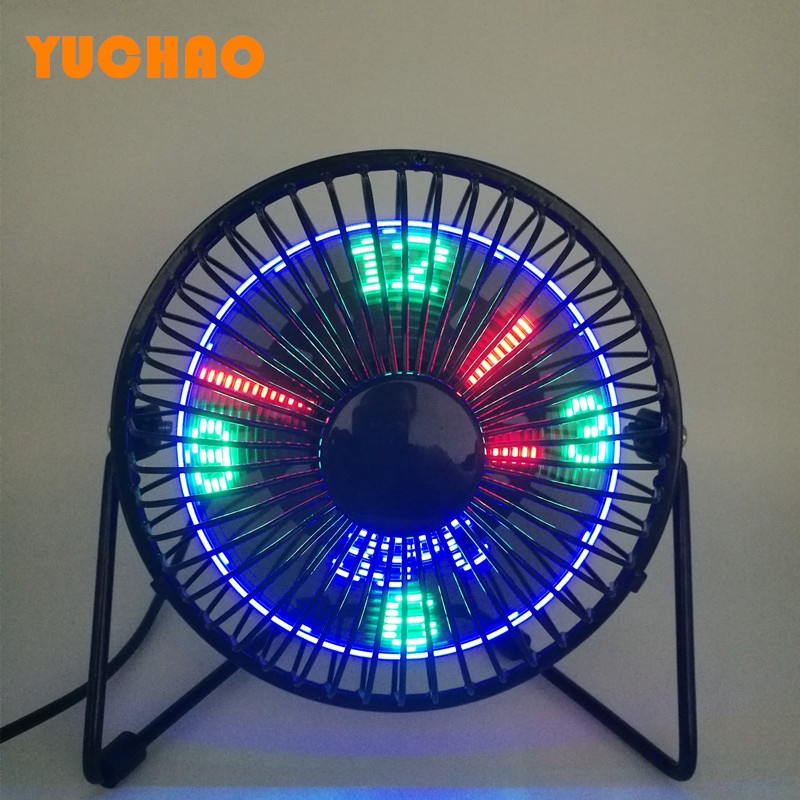 Portable Led Mini Desktop Clock Wrought Iron Fan Usb Time Temperature ...