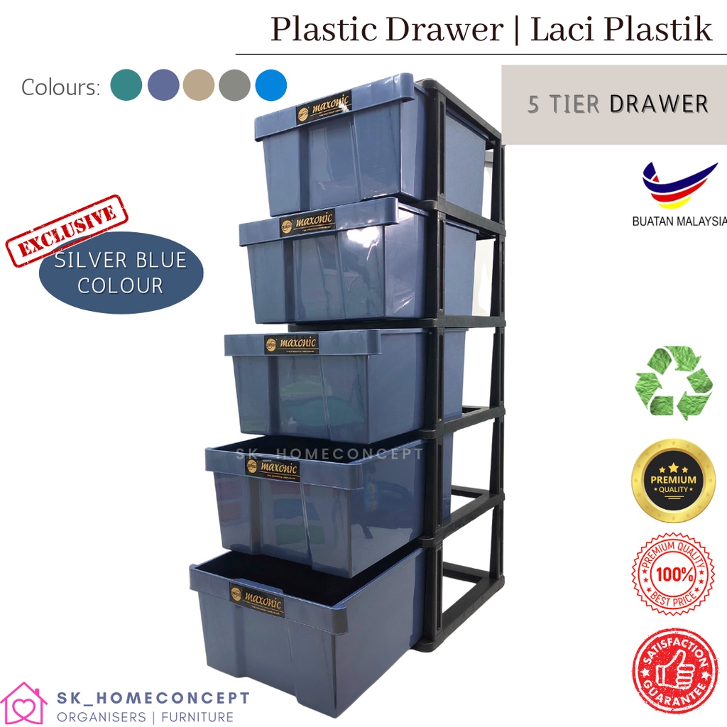 MODERN PLASTIC DRAWER 3/4/5 TIER SPECIAL COLOUR | LACI/RAK/ALMARI ...