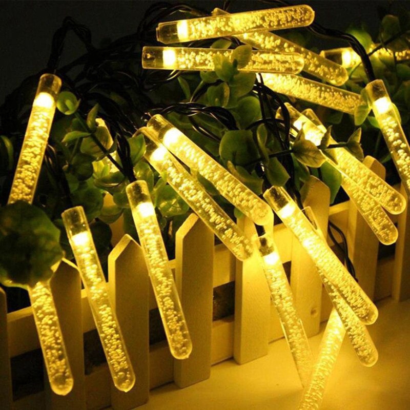 8M/5M 40LED/20LED Solar Light String Icicle Water Drop Fairy Lights ...