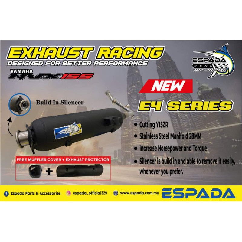 ESPADA RACING EXHAUST PIPE (FREE MUFFLER PIPE) E4 – NVX155 (28MM) | Shopee Malaysia