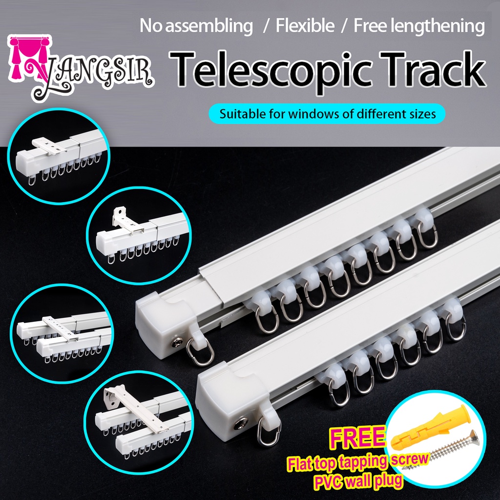 MYLANGSIR Telescopic Track / Adjustable Curtain Rail / Railing Besi ...