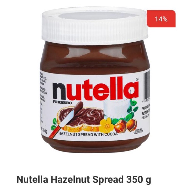 Nutella Hazelnut Spread 350g Ceres Double Hazelnut & Milk 350g | Shopee ...