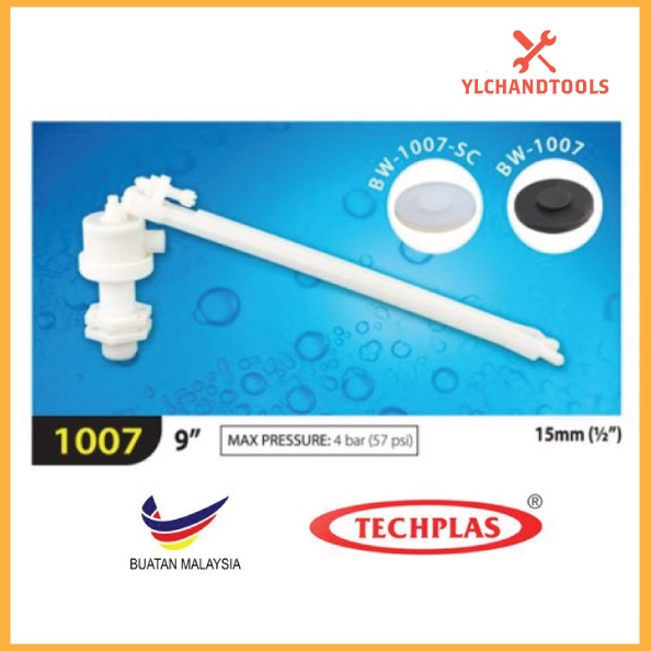 *TECHPLAS* 9''-230MM TOILET PLASTIC CISTERN INLET FLOAT VALVE | Valve Apungan Inlet Plastik ...