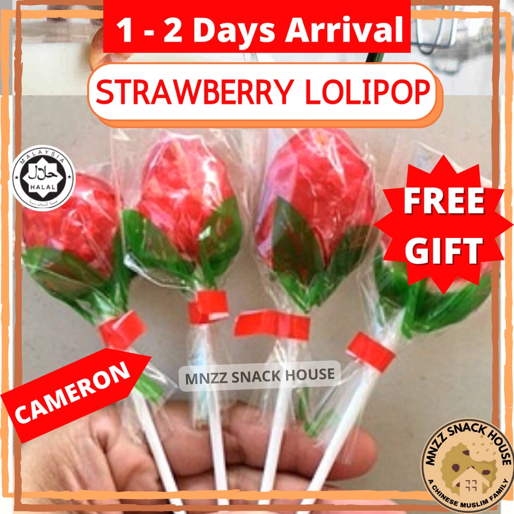 [ FREE 2 pcs ] Halal Strawberry Lollipop Cameron Highland Lolipop ...