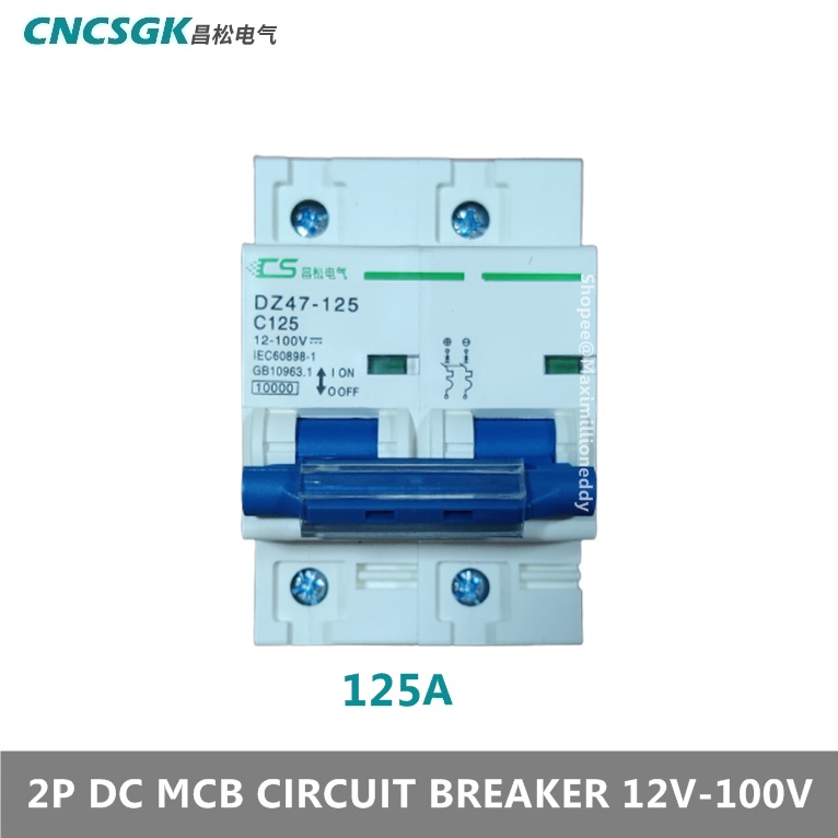 DC MCB 2Pole Circuit Breaker For Solar System Battery 6A - 125A 12V 24V ...