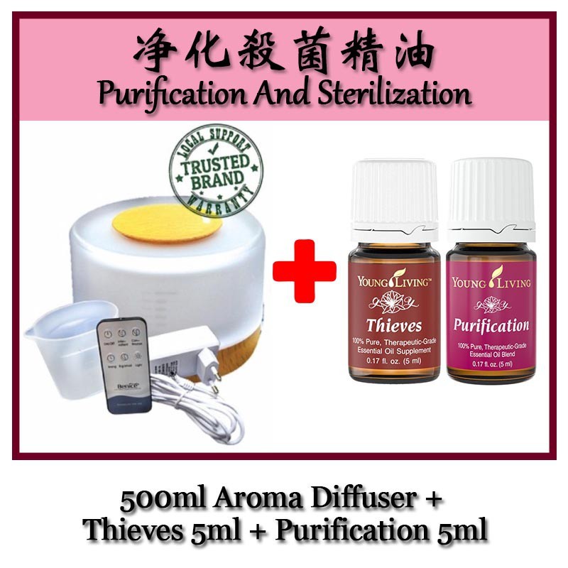 500ml Aroma Diffuser+Young Living Thieves+Purification Essential Oil 5ml | Shopee Malaysia