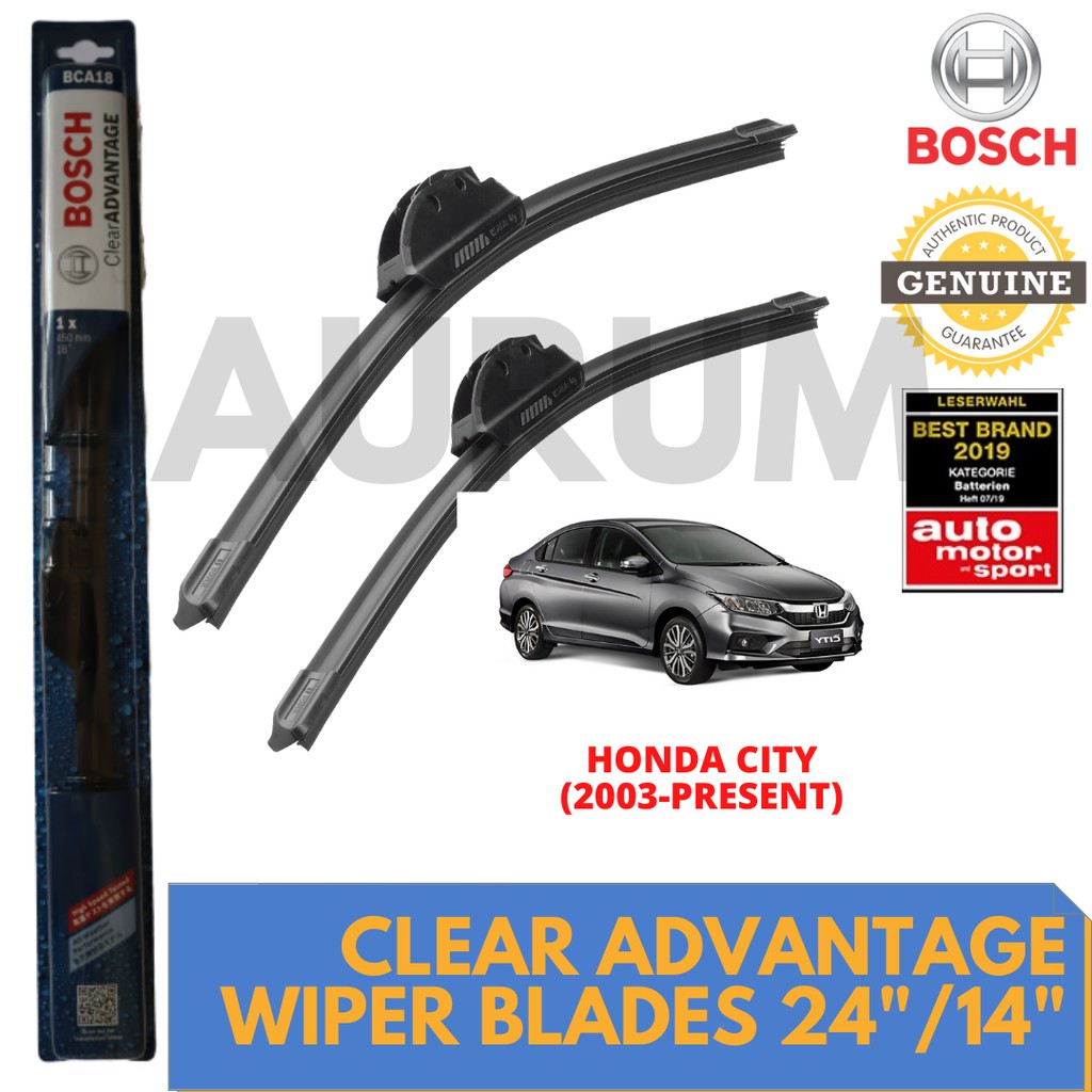 Bosch CLEAR ADVANTAGE Wiper Blade set for Honda Honda City (2003-Present) | Shopee Malaysia