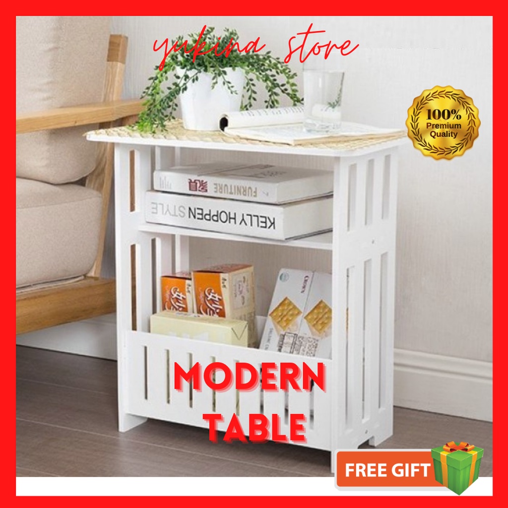 Lightweight Modern Wooden Square Small Coffee Magazine Side Table Meja ...