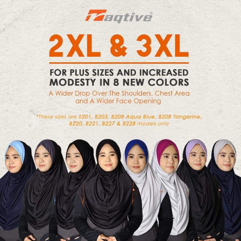 RAQTIVE Sport hijab ORIGINAL tudung sukan muslimah plus size XXL XXXL ...