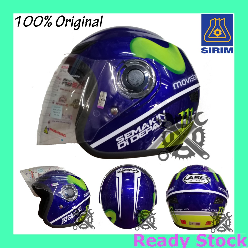 Open Face Helmet Movistar Monster Laser Topi Keledar Motor Visor Clear ...