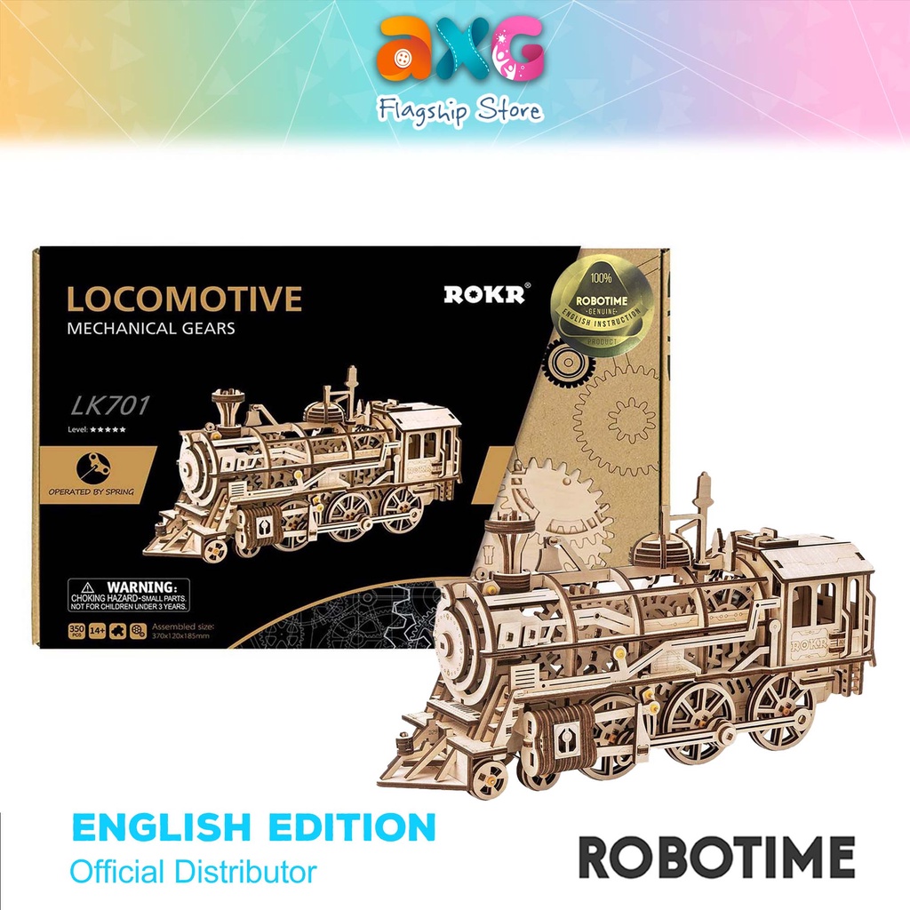 Robotime Rokr Mechanical Gears Locomotive 3D Wooden Puzzle LK701 | Shopee Malaysia