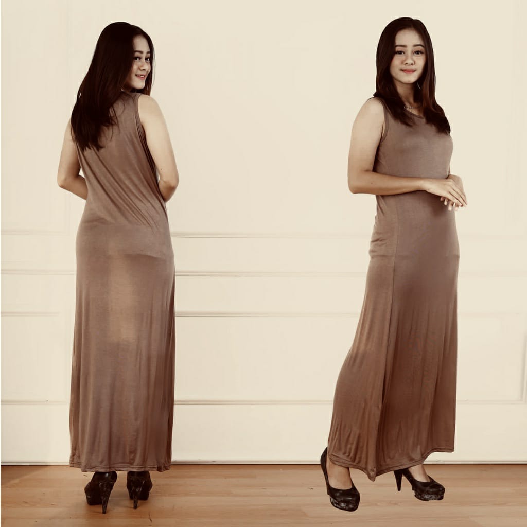 Long Inner Baju Dress Legan Xde Jubah Inner Dress Sleeve Less Kain ...