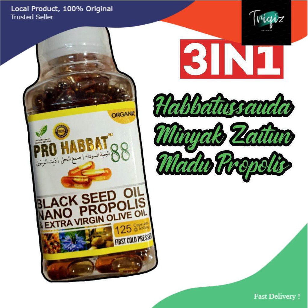 Pro Habbat 88 Black Seed + Propolis + Extra Virgin Olive Oil - Minyak ...