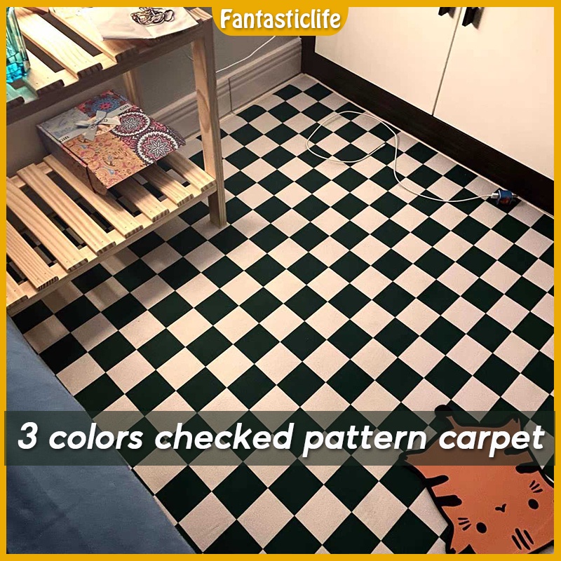 8 Styles Chessboard Carpet Moroccan Style Black Plaid Floor Mat Girl ...