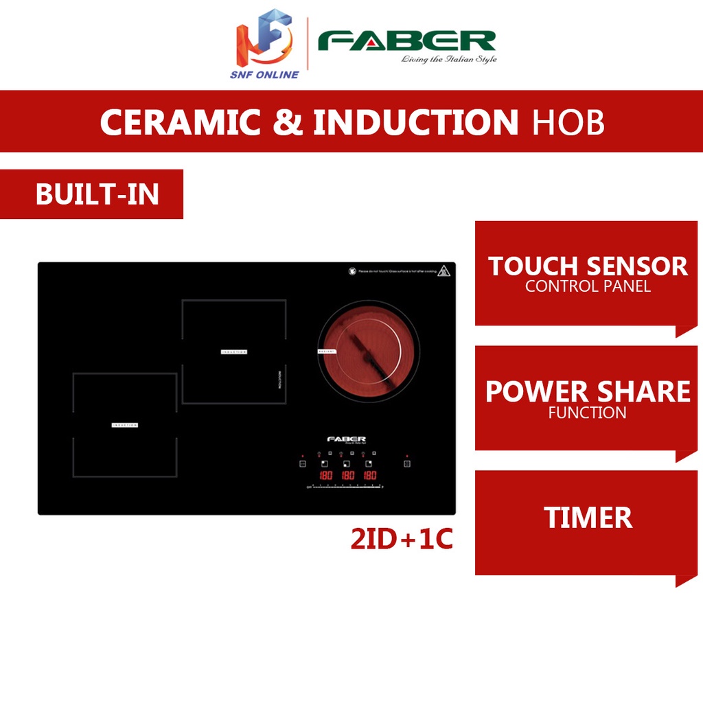Faber Ceramic + Induction Cooker Hob PREMIO FLEXI-76 2ID+1C | Shopee ...