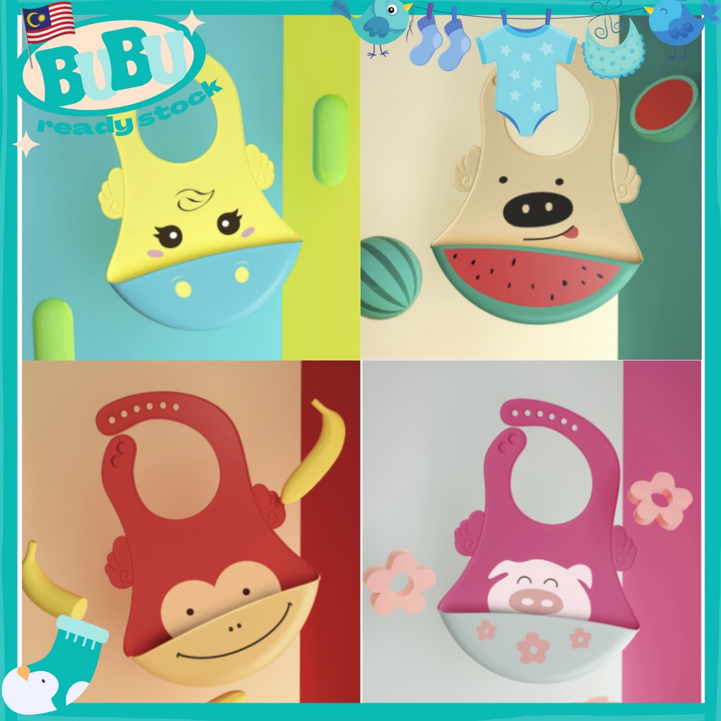BUBU Ready Stock in Malaysia Baby Silicone Bibs w Wing Adjustable ...