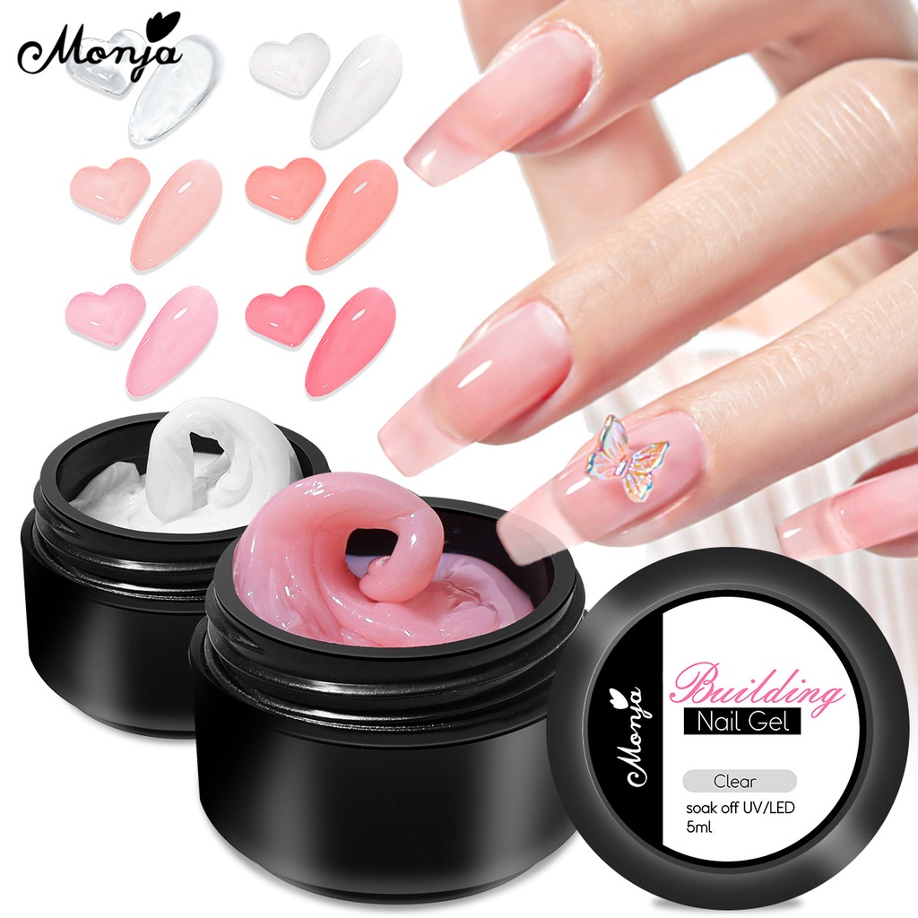 Monja 5ml Non Stick Hand Solid Extension Nail Gel Clear Nude Pink ...