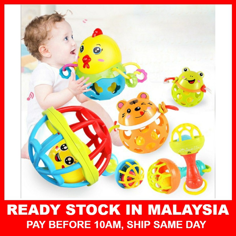 🔥 READY STOCK 🇲🇾Newborn Baby Musical Rattle Toddler Kid Cartoon Teether ...
