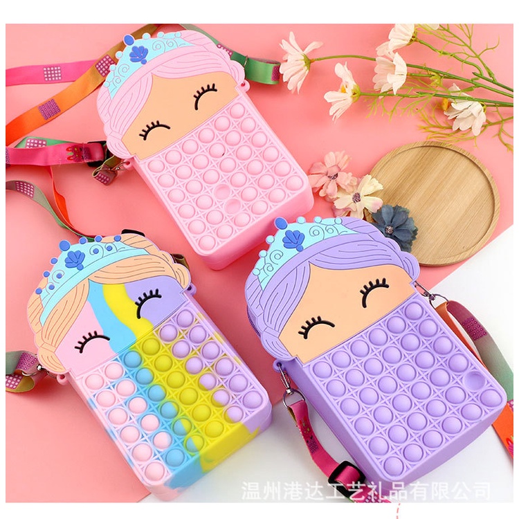 Pop it Sling Bag, Cute Pop it Bag, Jelly Bubble Fidget Toys Character ...