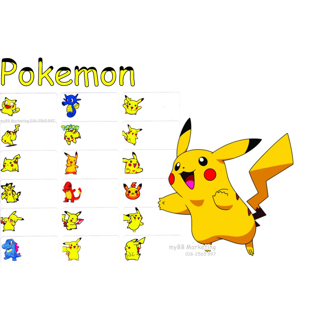 Pokemon Name Sticker （waterproof）(Ready Stock) | Shopee Malaysia