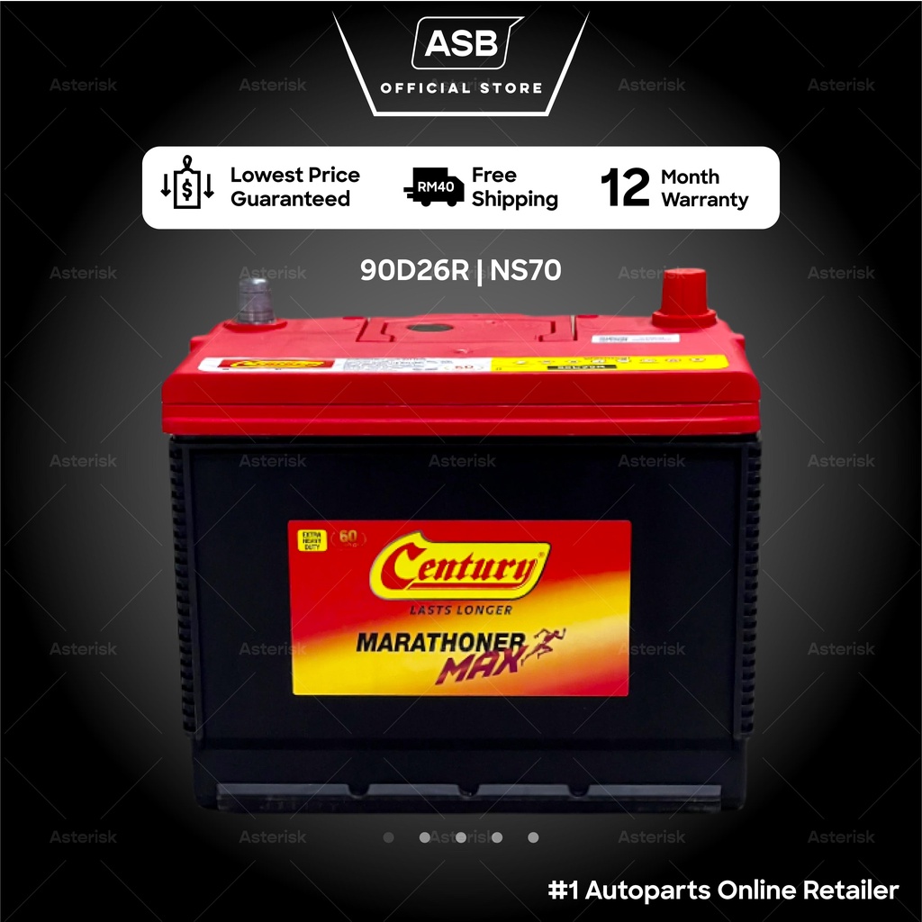 NS70R | 90D26R | NS70 | NS70L | 90D26L CENTURY Car Battery PROTON Waja ...