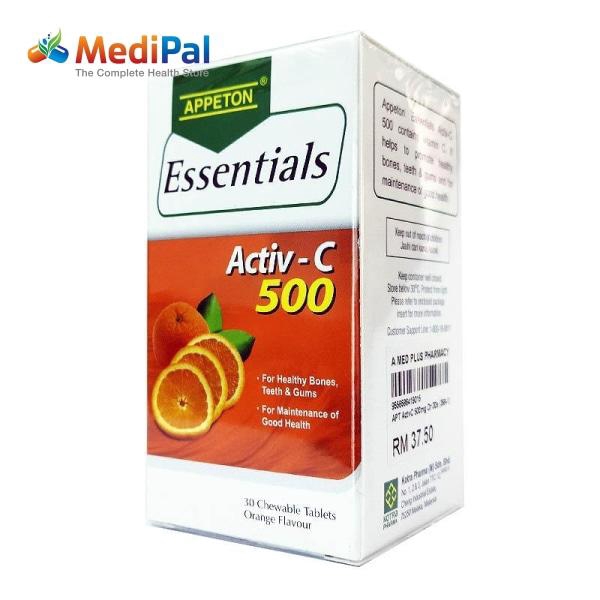 Medipal Appeton Essentials Activ-C Orange 500mg 30 Tablets Boosts ...