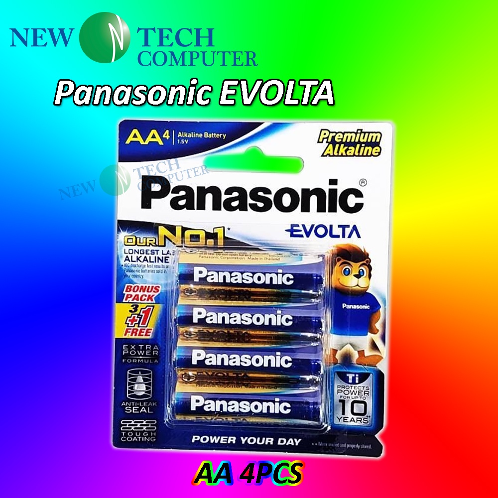 PANASONIC 1xSET LR6EG/4B Evolta Battery AA SIZE 4PCS Alkaline Battery Extra Power Anti-Leak ...