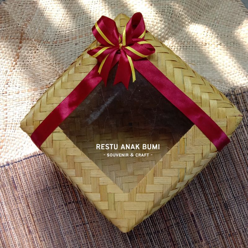 Yellow Bamboo Basket Mica Ribbon|Food Box|Sokase Hampers Container ...