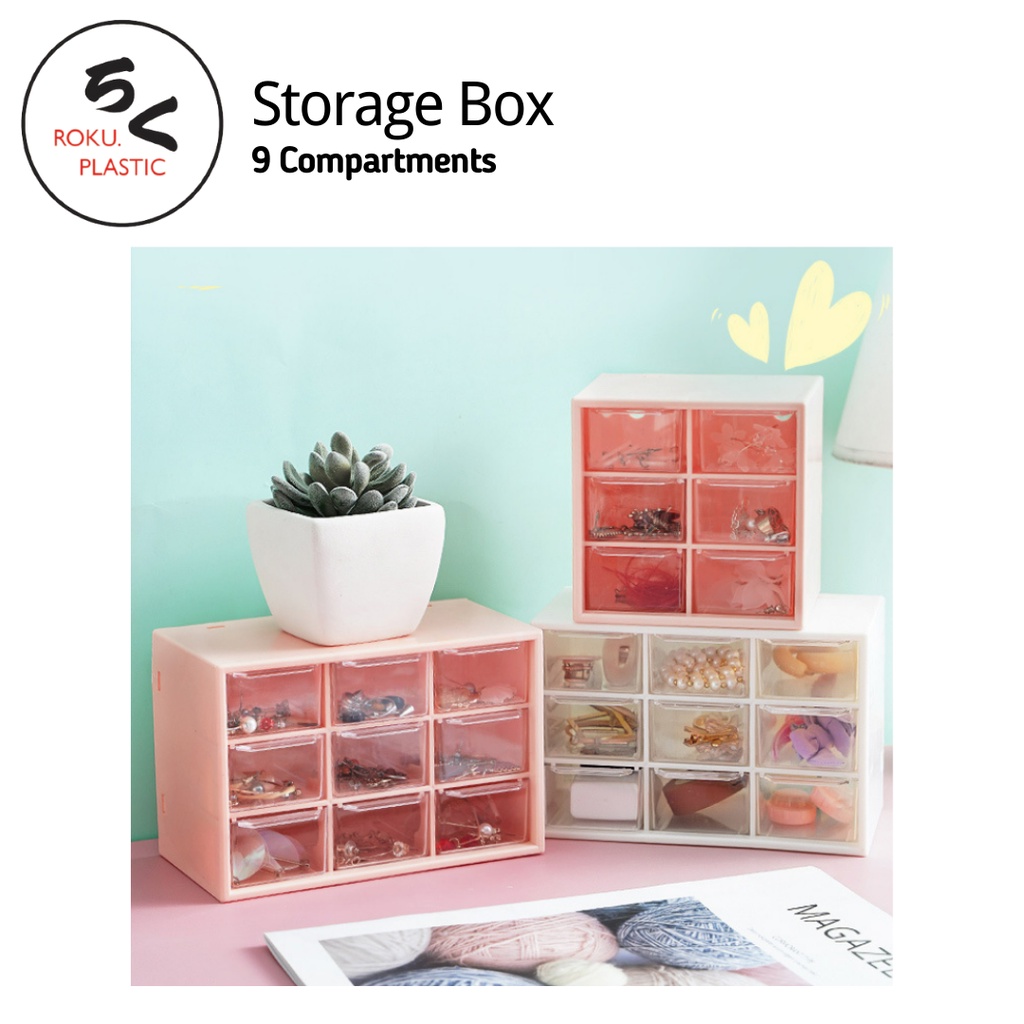 9 Compartments Storage Box Organizing Box Mini Plastic Box Drawer ...