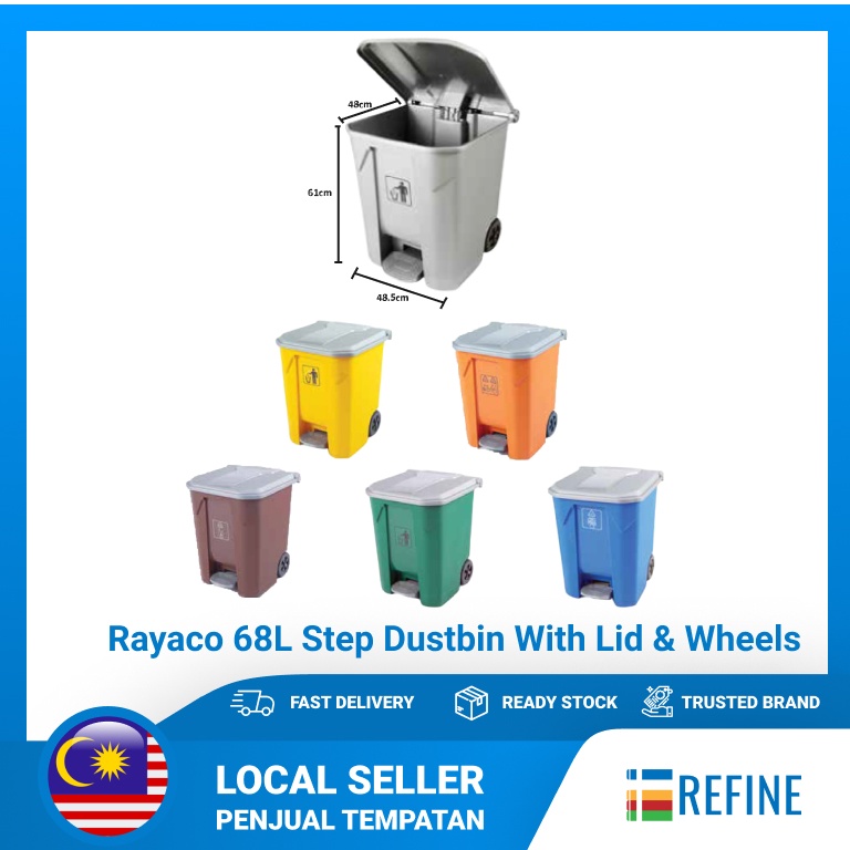 Rayaco 68L Step Dustbin with Lid & Wheels | Shopee Malaysia