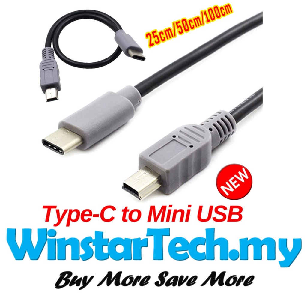 USB Type C 3.1 Male To Mini 5pin USB 5 Pin B Male Plug Converter OTG ...