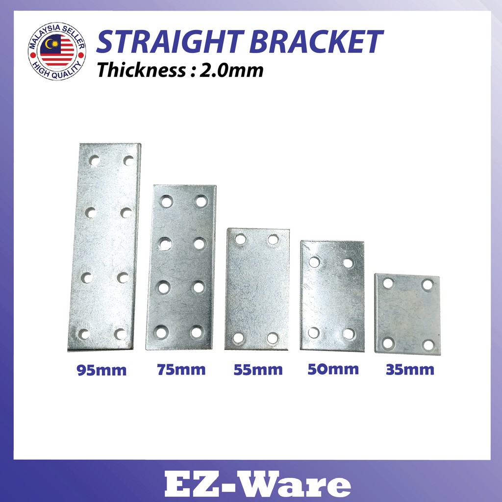 35 / 48 / 55 / 75 / 95 x 30mm Furniture Flat Bracket / Flat Joint Brace ...