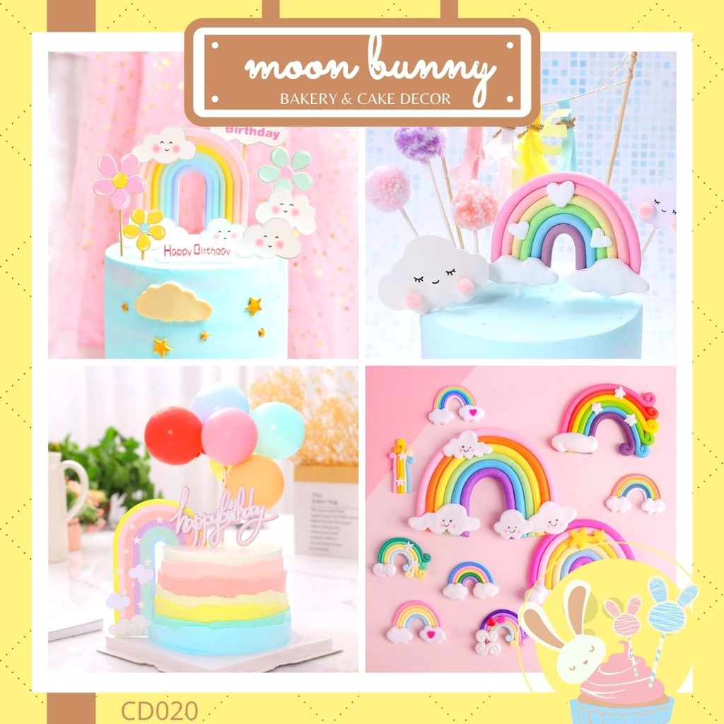 Rainbow Cake Topper Large Rainbow Cake Decoration Happy Birthday Topper ...