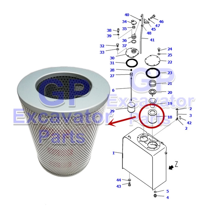 PC200-7/PC200-8 Hydraulic Excavator Hydraulic Oil Tank Element / Filter ...
