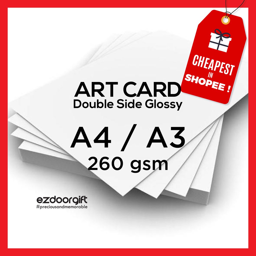 Artcard 260 Gsm A4 / A3 10, 50, 100 Pcs Semi-Glossy Art Card Kertas Kad ...