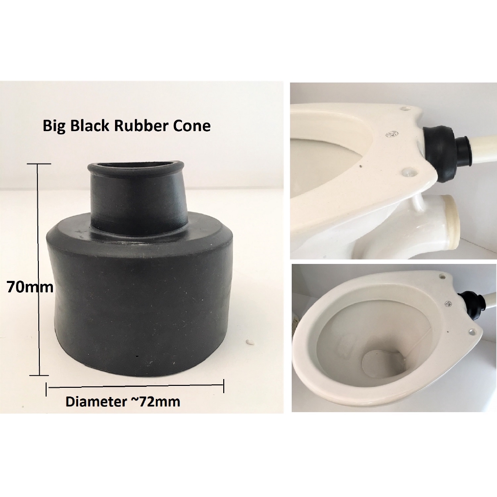 Toilet WC Black Rubber Cone For Lower Level Cistern Paip For Bathroom ...