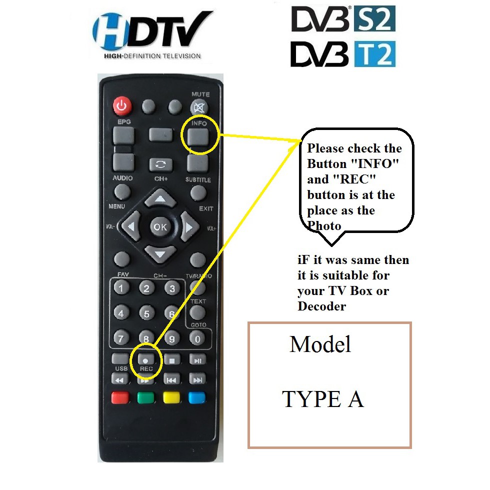 Remote Control DVB T2 DVB S2(Type A) | Shopee Malaysia