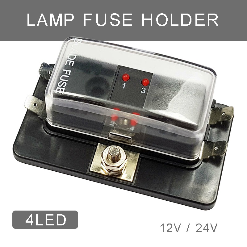 4 Way Standard Blade LED Fuse Holder With Failure 12V/24V Light For Car ...