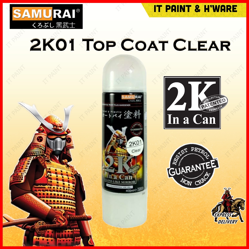 Samurai 2K01 2K04 Top Coat Clear Epoxy Surfacer Glossy Spray Paint 2K Kilat Undercoat Primer ...