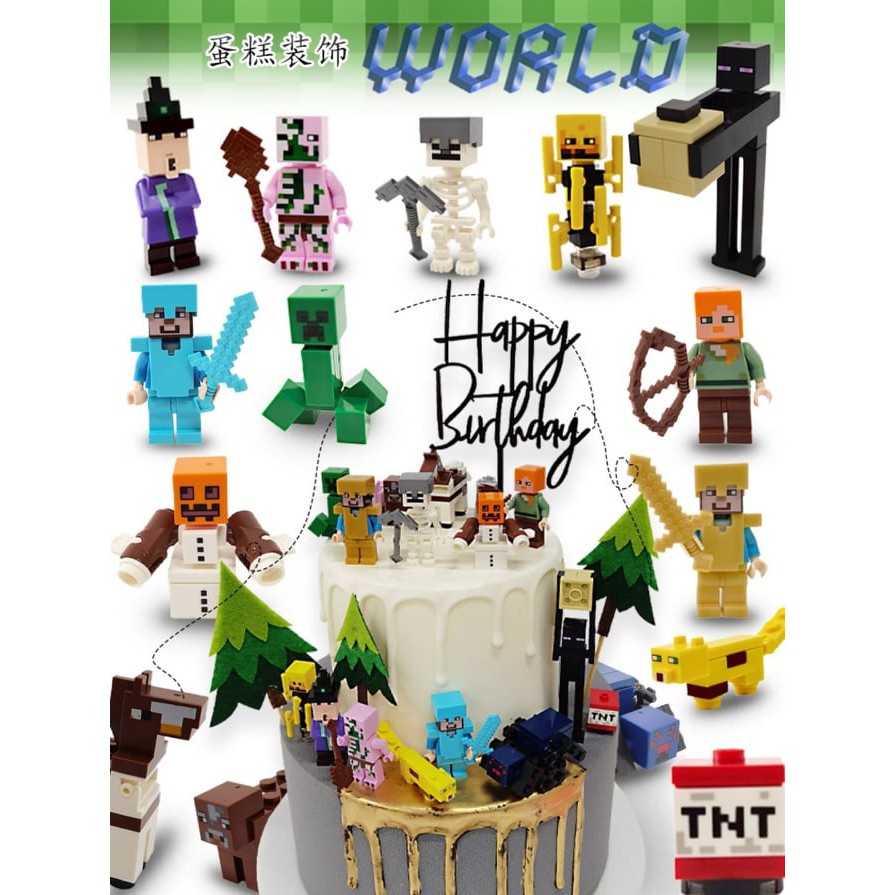 Minecraft Themed Cake Topper Decoration Kek Hiasan | Shopee Malaysia