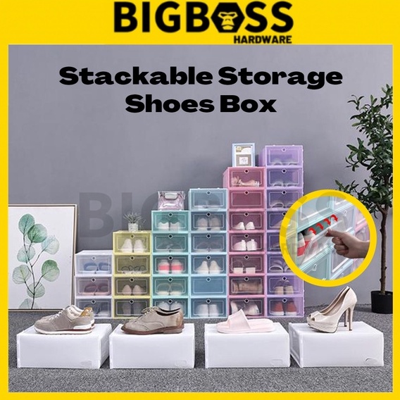 Stackable Plastic Shoe Box Multiple Colour PP Plastic Foldable Easy To ...