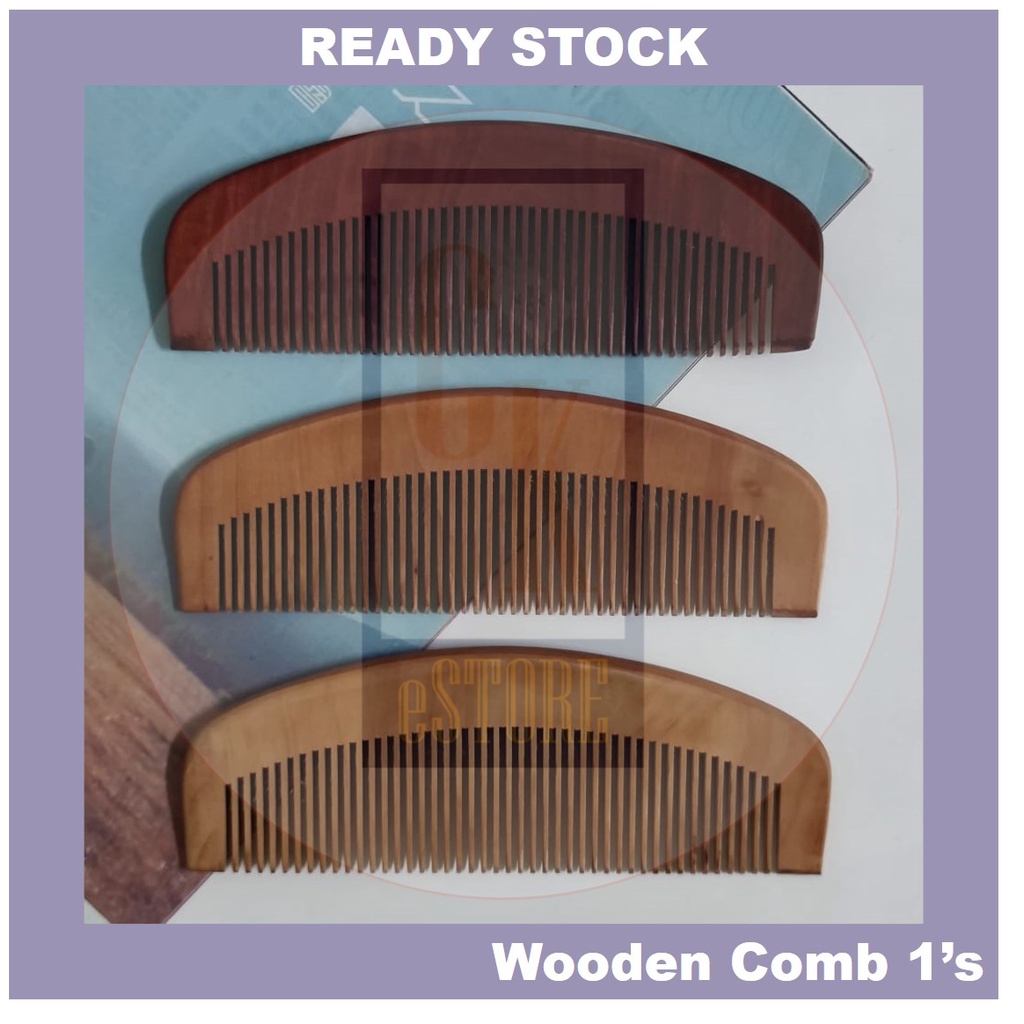 [Stok Sedia] Sikat Rambut Kayu Asli Natural Peach Wood Comb Anti-Statik ...