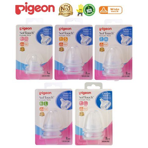 huggies PIGEON SofTouch Peristaltic Plus Wide Neck Silicone Soft Nipple /Teat/ Puting | Shopee ...