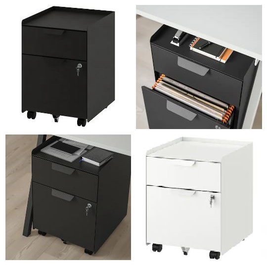 TROTTEN Office Drawer unit with 2 drawers on castors, white/ anthracite ...