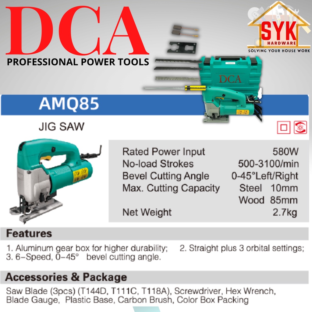 SYK (FREE SHIPPING) DCA Combo Set ASB100 Orbital Sander+ AMP02-6 Trimmer +AMY02-185 Electric ...