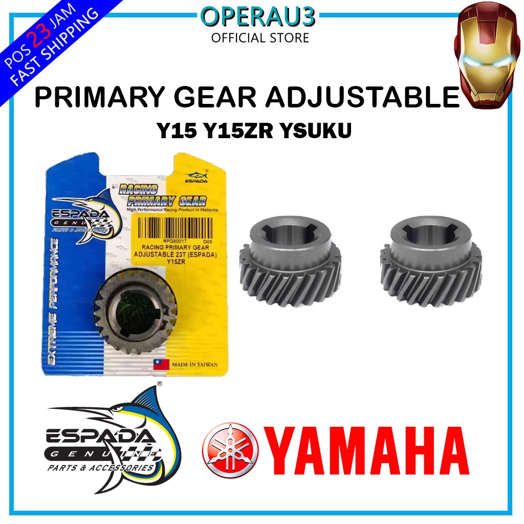 ESPADA Y15 Y15ZR YSUKU PRIMARY GEAR ADJUSTABLE 23T/24T (CLUTCH GEAR ADJUSTABLE) TOBAKI IKK RED ...